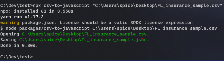 Csv to javascript Npm